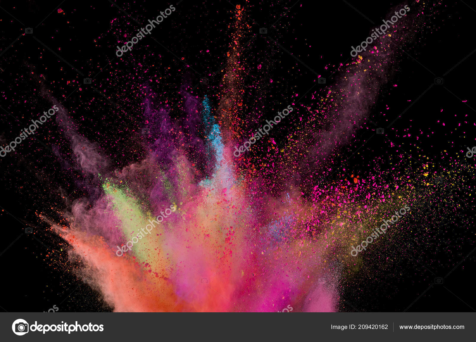 Explosion Coloured Powder Isolated Black Background Abstract Colored ...