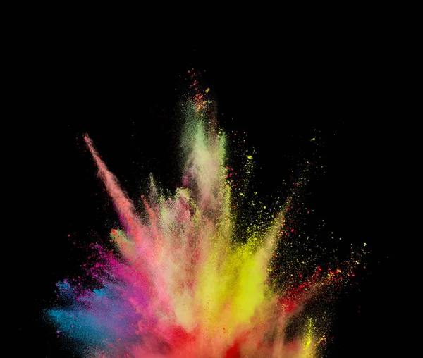 Explosion Coloured Powder Isolated Black Background Abstract Colored ...