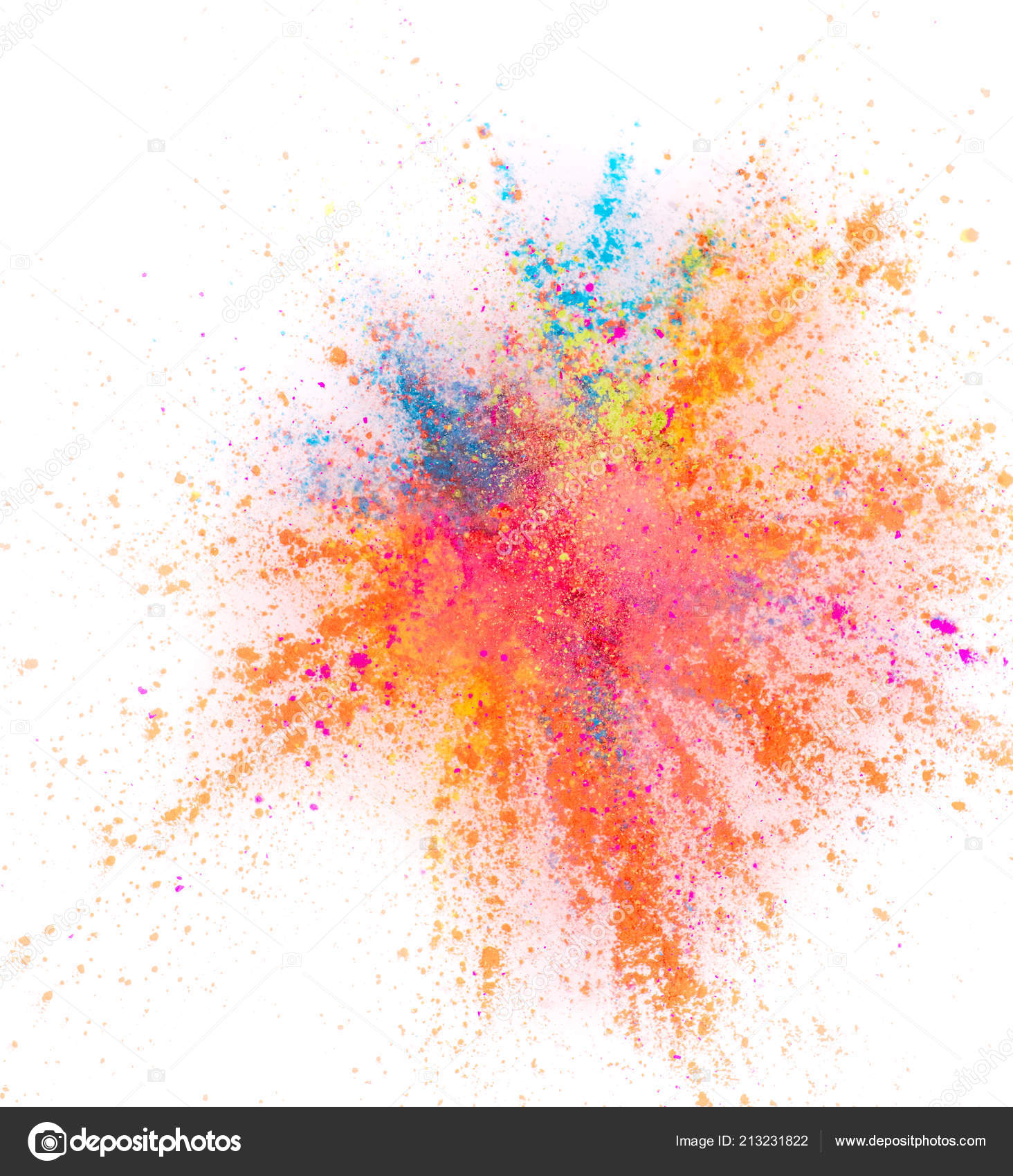 Explosion Coloured Powder Isolated White Background Abstract Colored ...