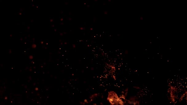 Super Slow Motion Fire Sparks Isolated Black Background Filmed High ...