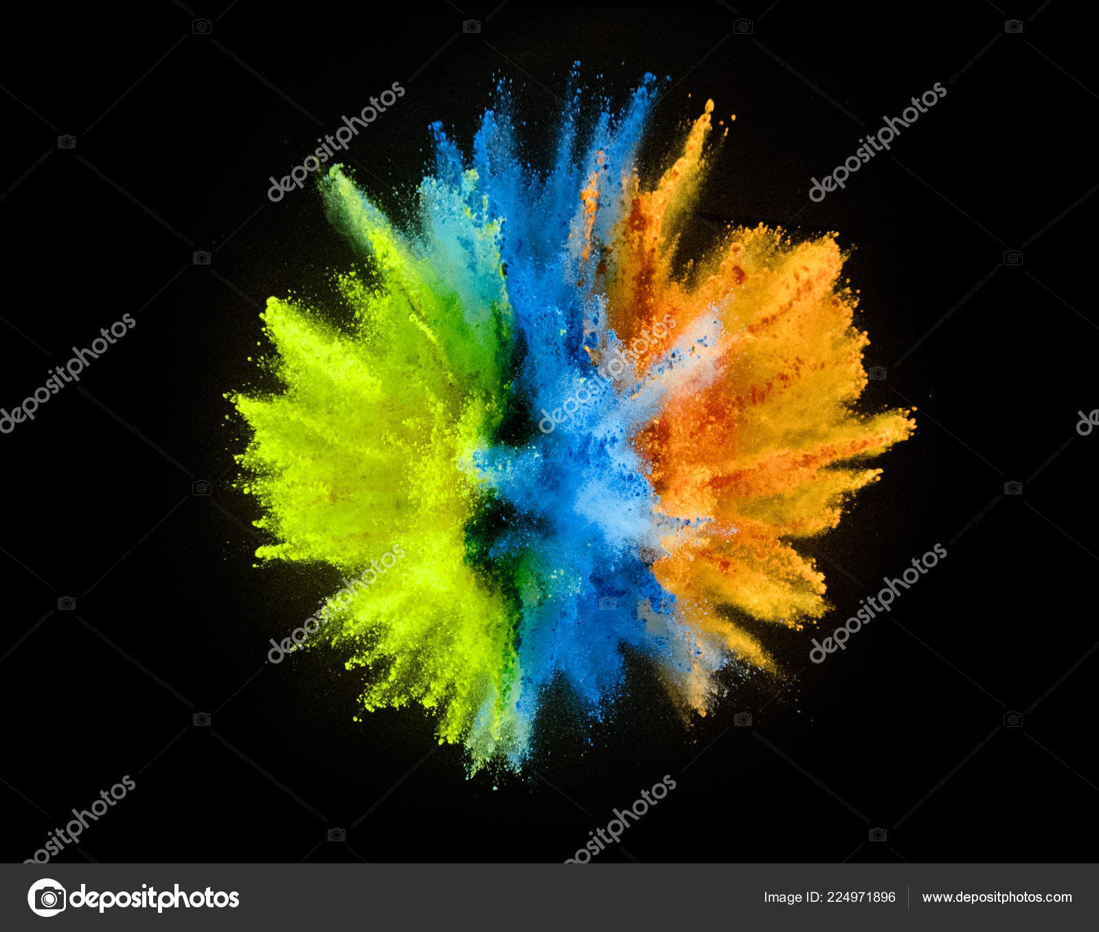 Colored Powder Explosion Isolated Black Background — Stock Photo © jag ...