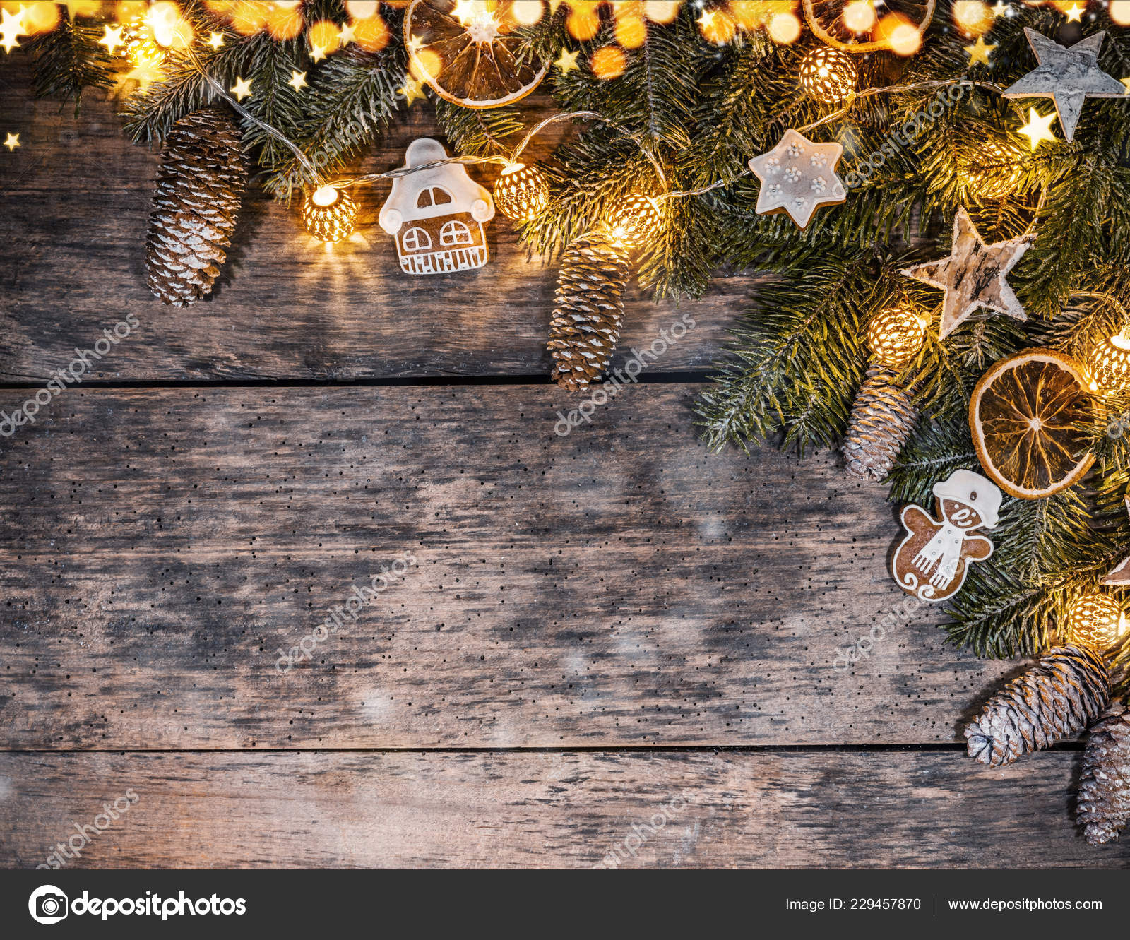 Rustic Christmas Lights Background