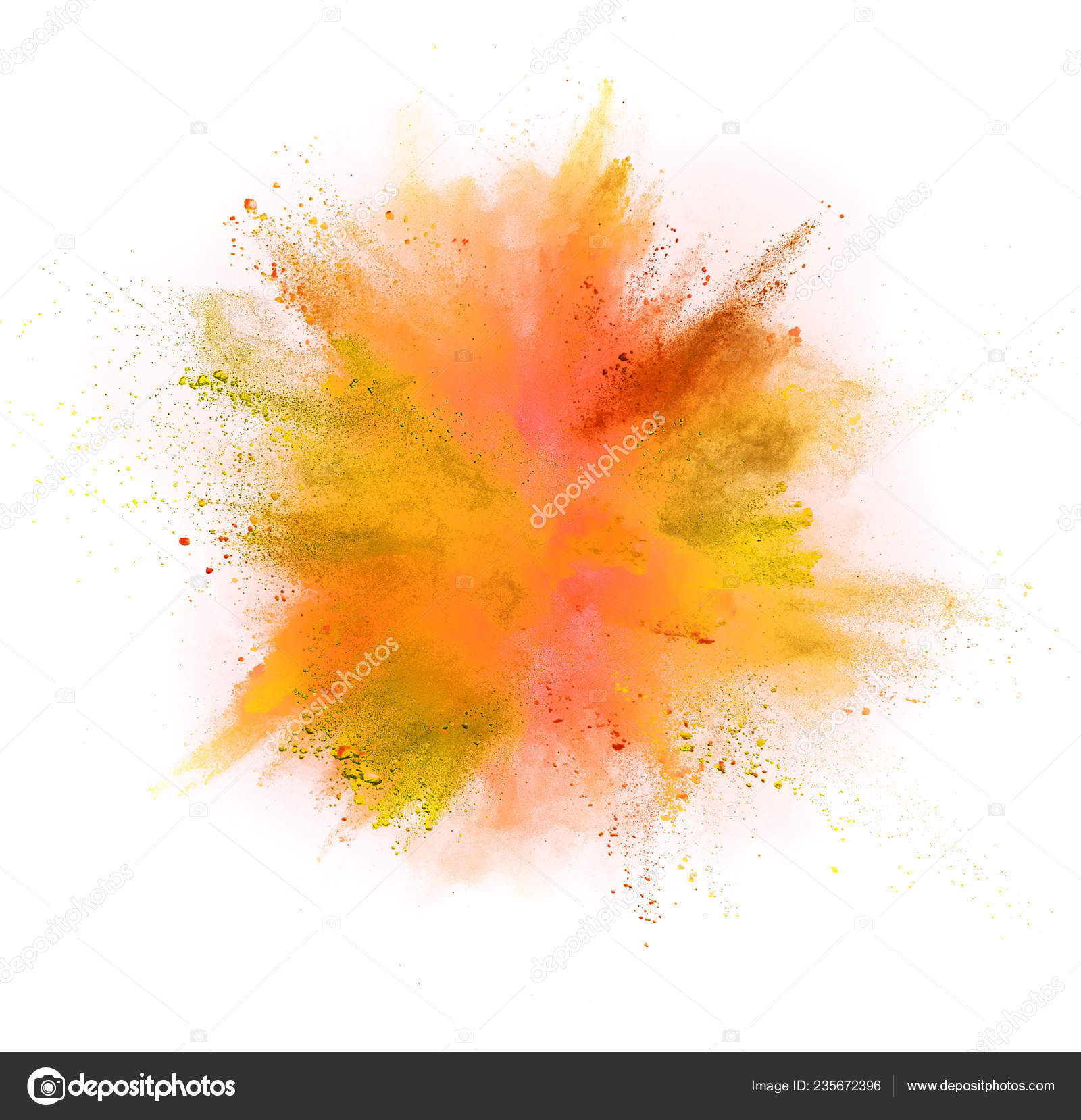 Explosion Colored Powder Isolated White Background Abstract Colored ...
