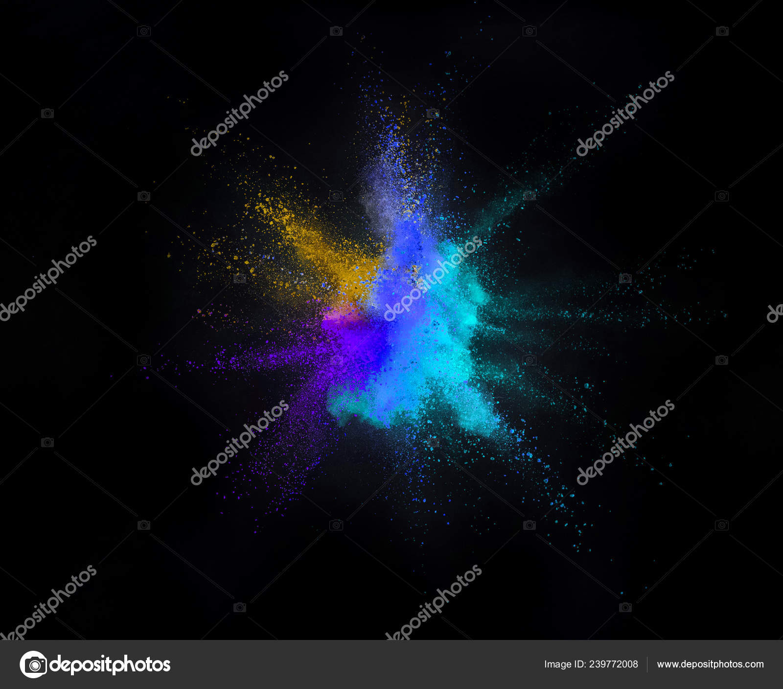 Explosion Colored Powder Isolated Black Background Abstract Colored ...