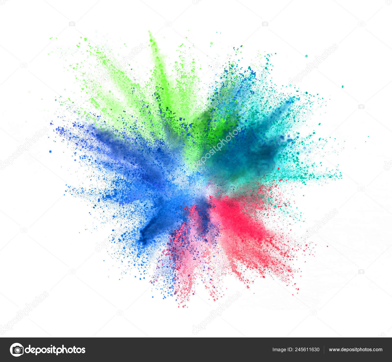 Multi Colored Powder Explosion Isolated White Background Freeze Motion ...