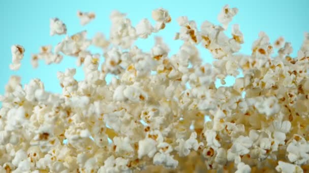 Super Slow Motion Falling Popcorn Coloured Background Filmed High Speed ...