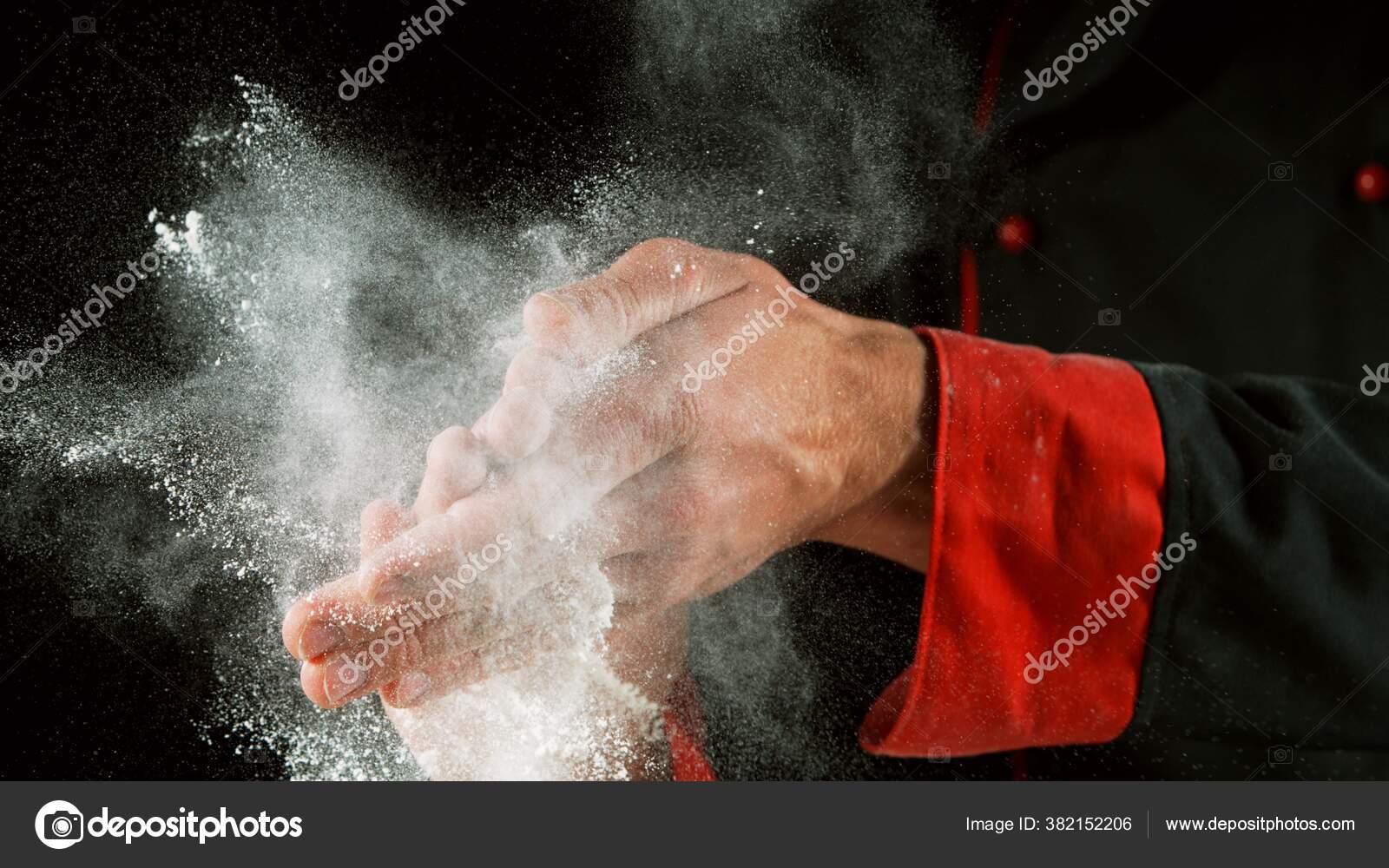 Freeze Motion Cooker Clapping Hands Flour Food Preparation Concept ...