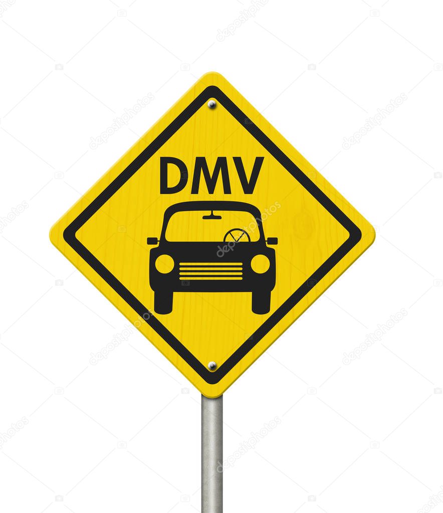 Visita a la señal de advertencia de la autopista DMV, icono de un coche ...