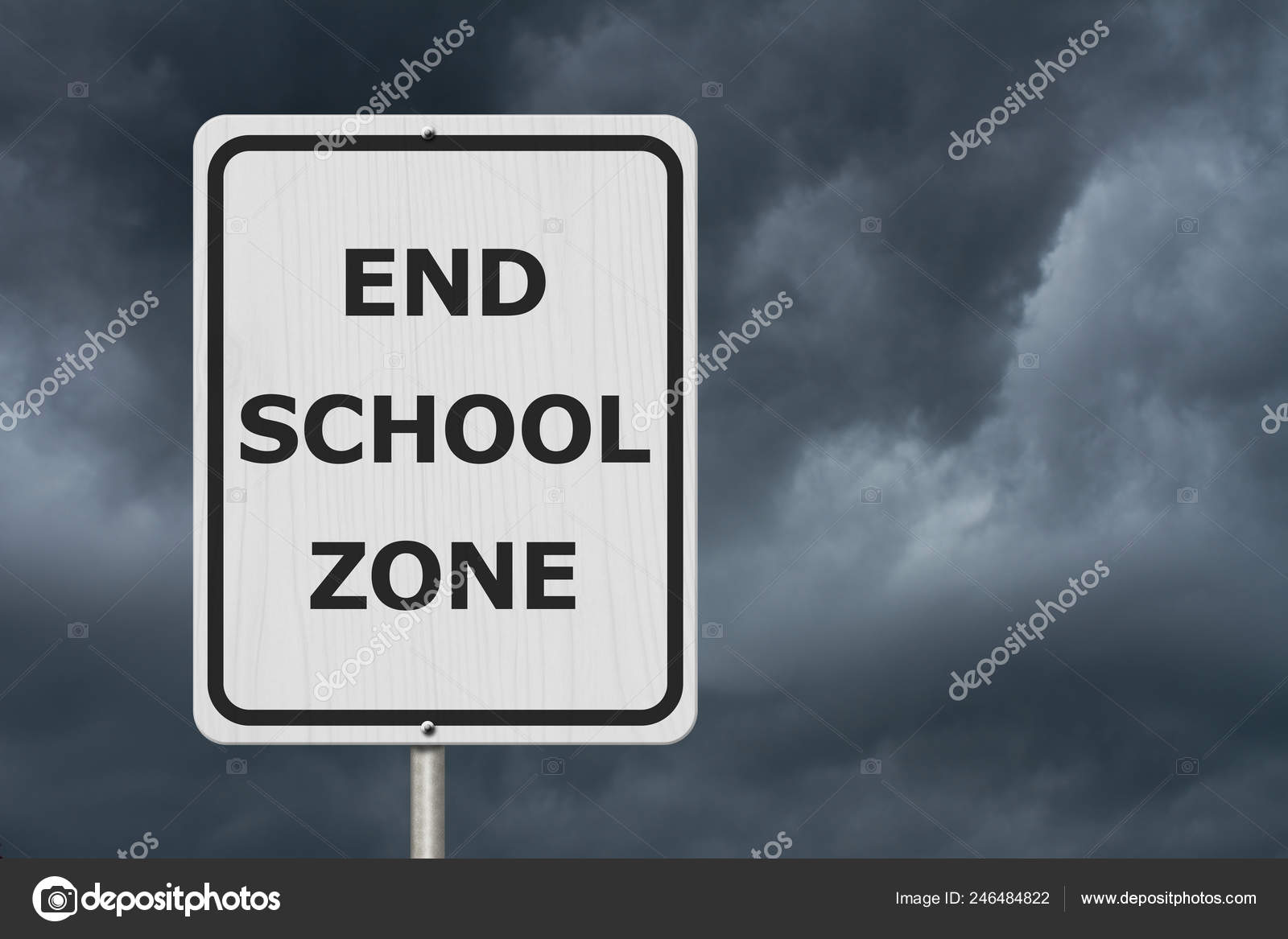 Black White End School Zone Sign White Highway Sign Text — Stock Photo ...