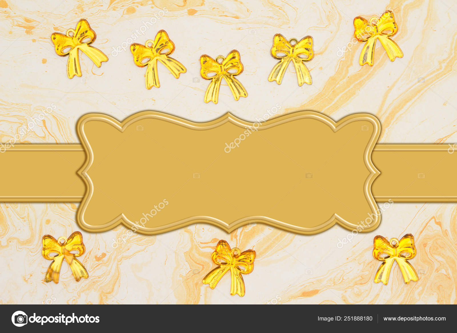 Yellow ribbon background with yellow ribbons on textured waterco ...