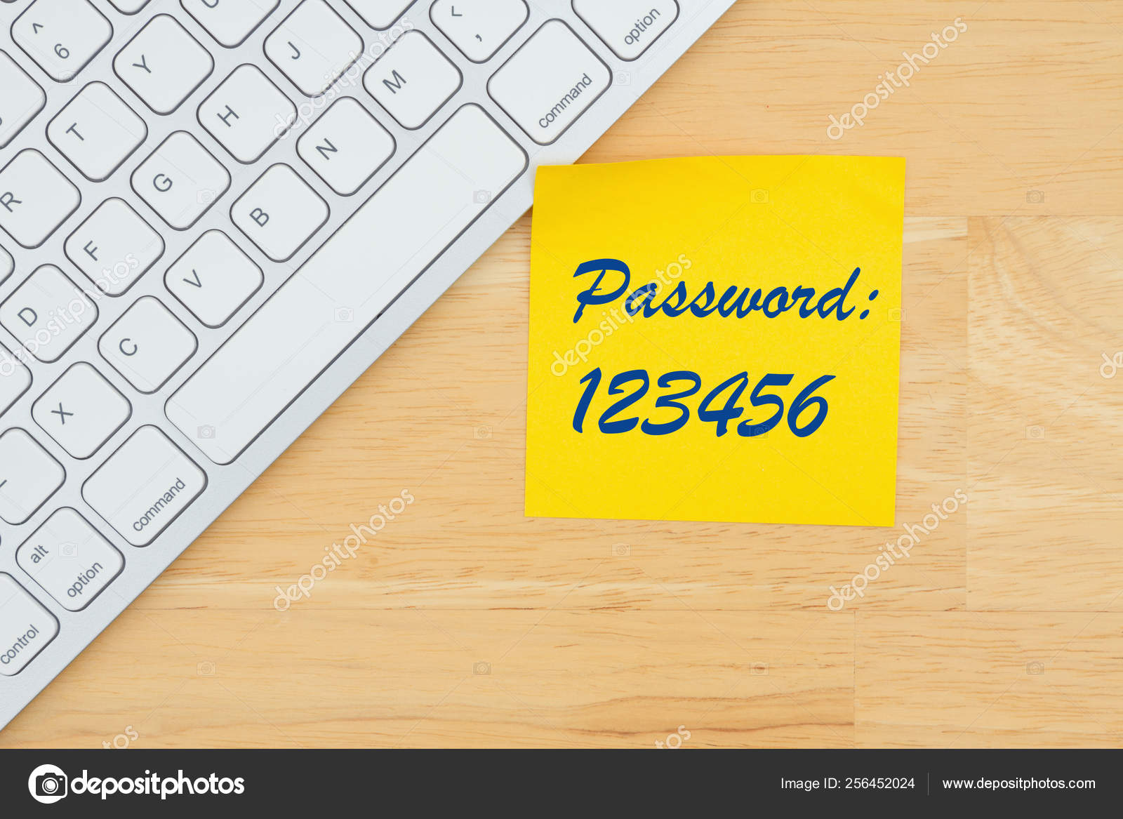 123456 peor contraseña en una nota adhesiva con un teclado — Foto de ... 123456 peor contraseña en una nota adhesiva con un teclado — Foto de ...