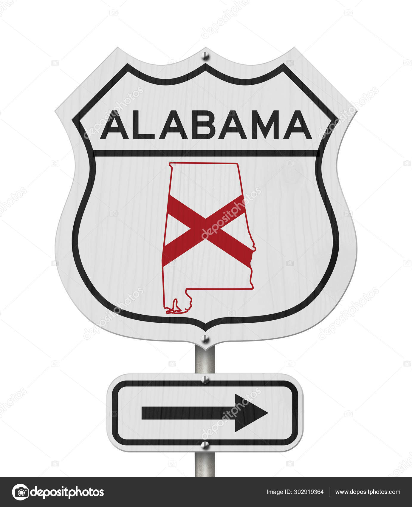 Alabama map and state flag on a USA highway road sign Stock Photo by ...