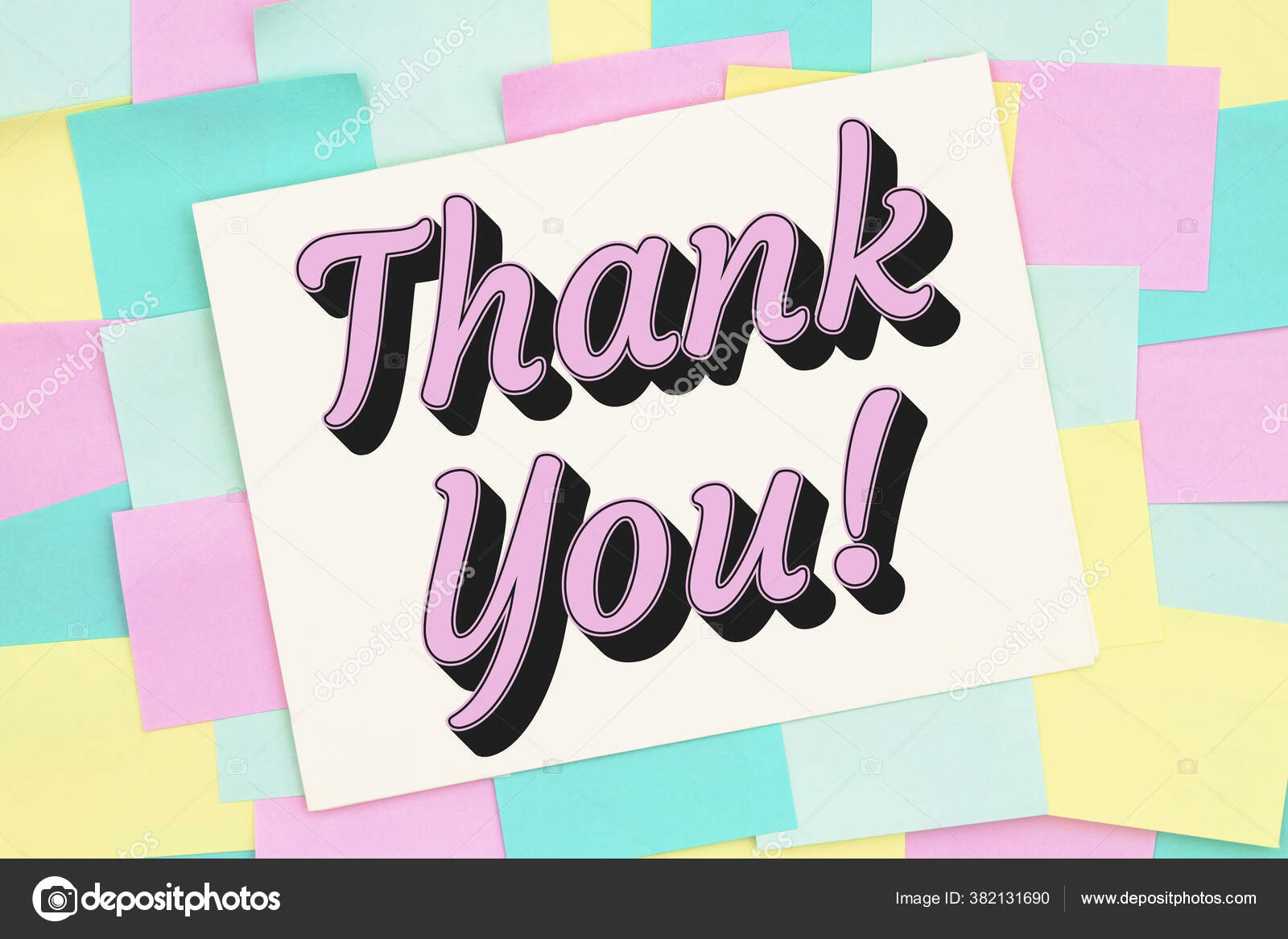 Thank You Type Message Greeting Card Multi Color Sticky Notes Stock ...