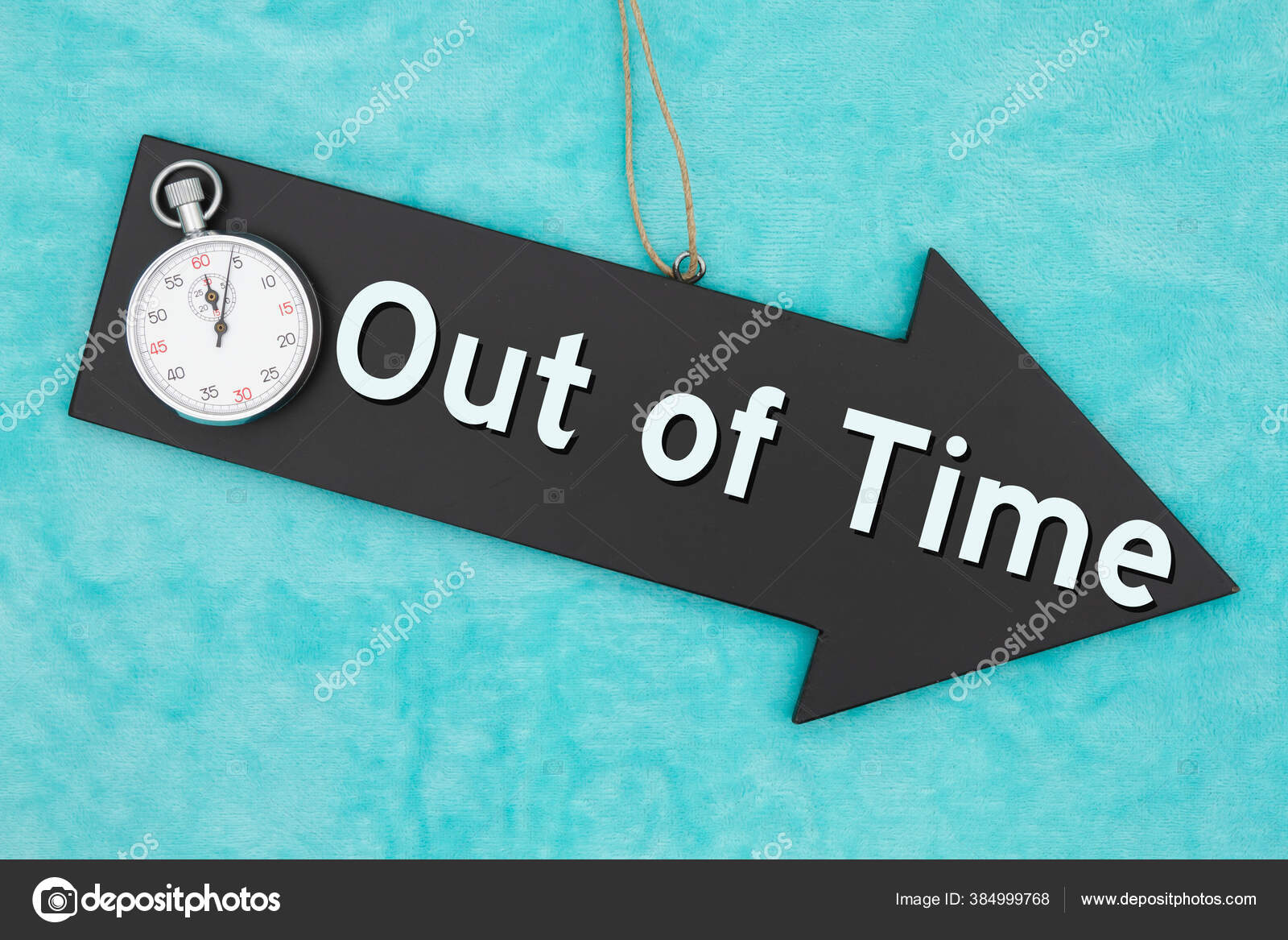 Out Time Type Message Hanging Arrow Chalkboard Sign Stopwatch Blue ...