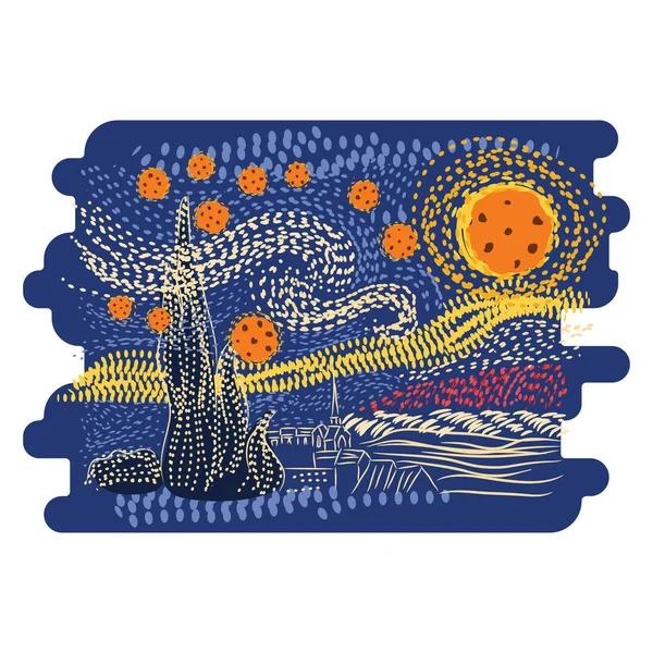 Starry night by van gogh Vector Art Stock Images | Depositphotos