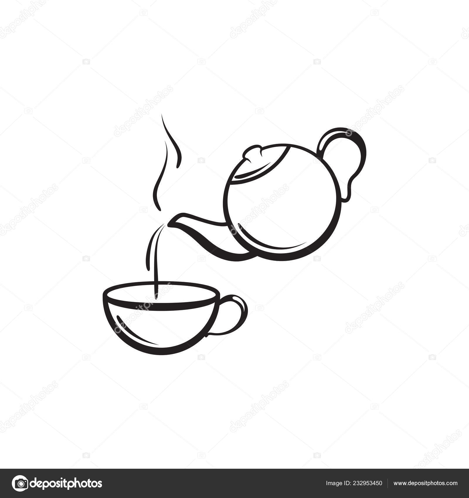 Ikon persiapan minuman panas teko dan cangkir . Vektor Stok oleh ...