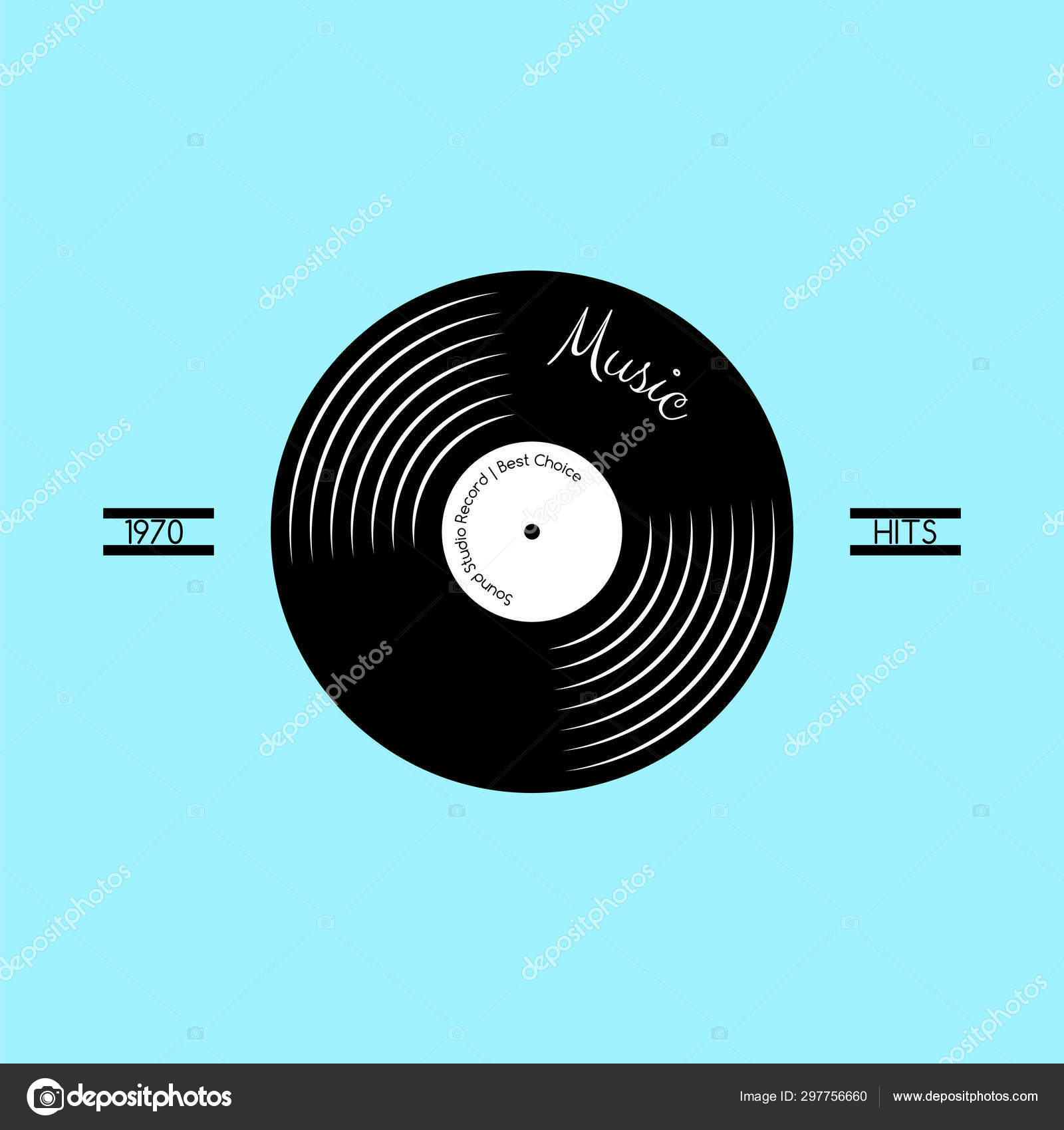 Vinyl plate disc poster or tshirt template design. Music retro icon ...