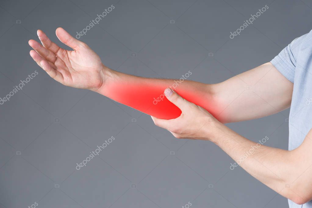 Dolor en el antebrazo, inflamación muscular, plano de estudio sobre ...