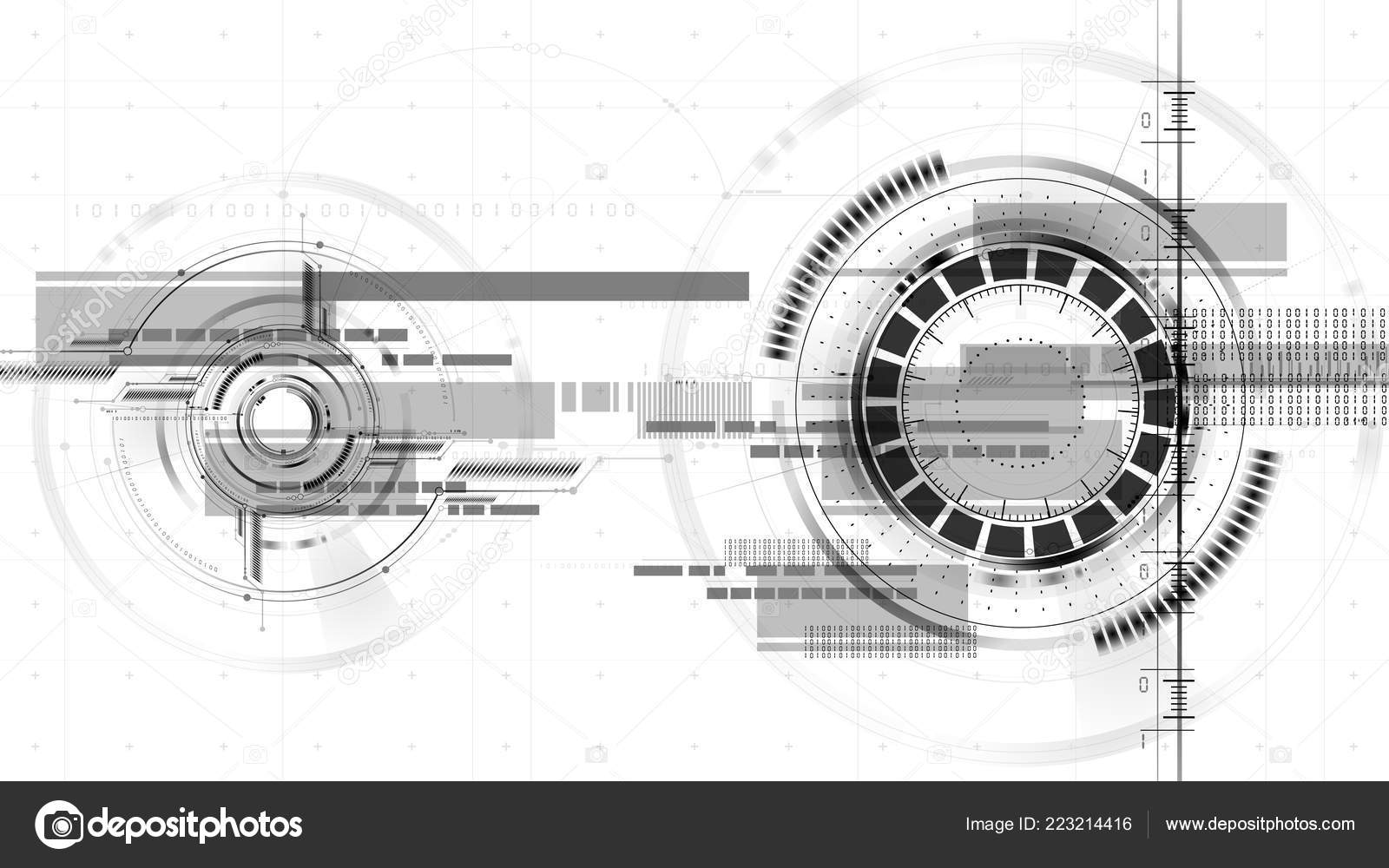 Technological Space Drawing Interface Vector Background Abstract Design ...