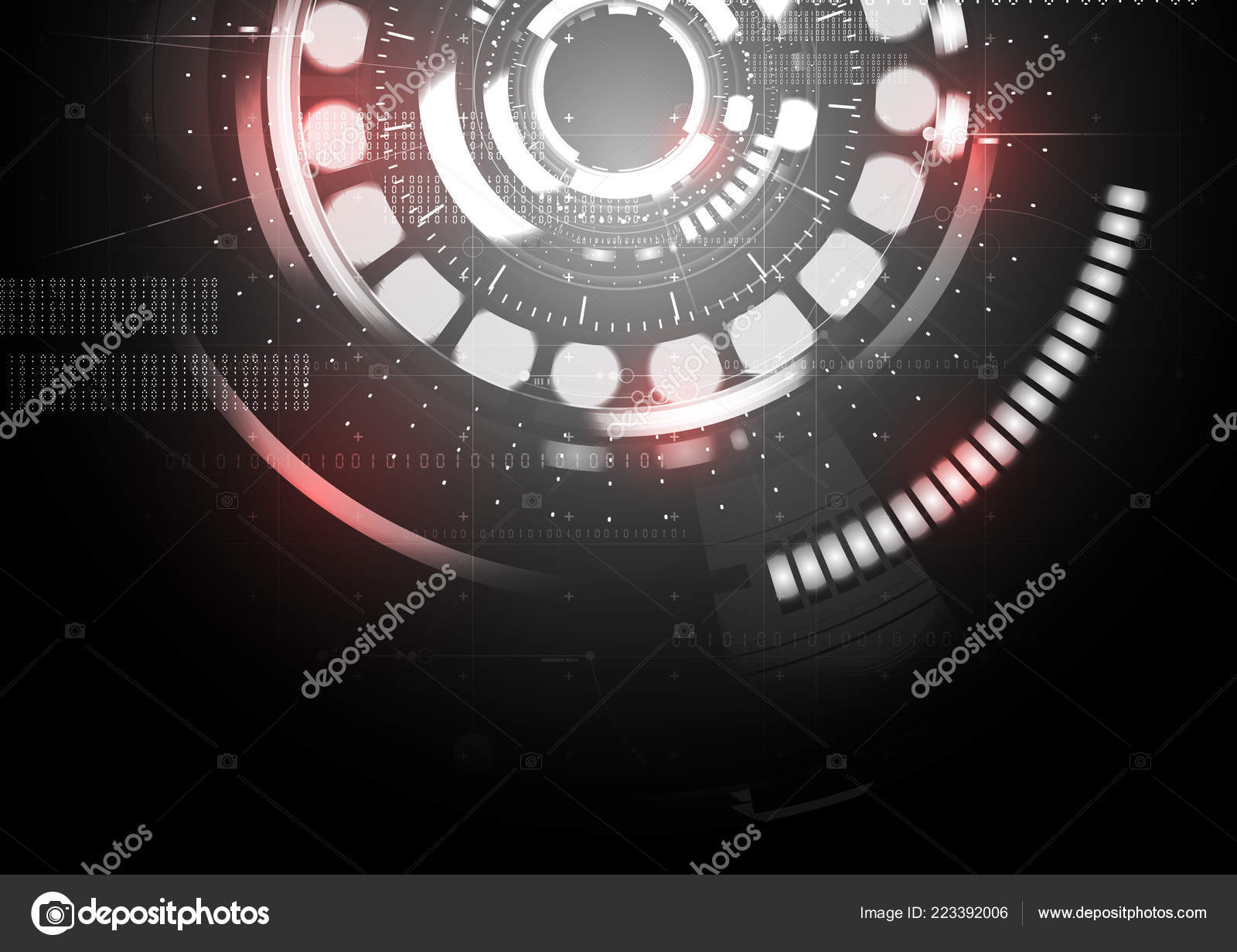 Technological Abstract Red Light Digital Interface Background Vector ...
