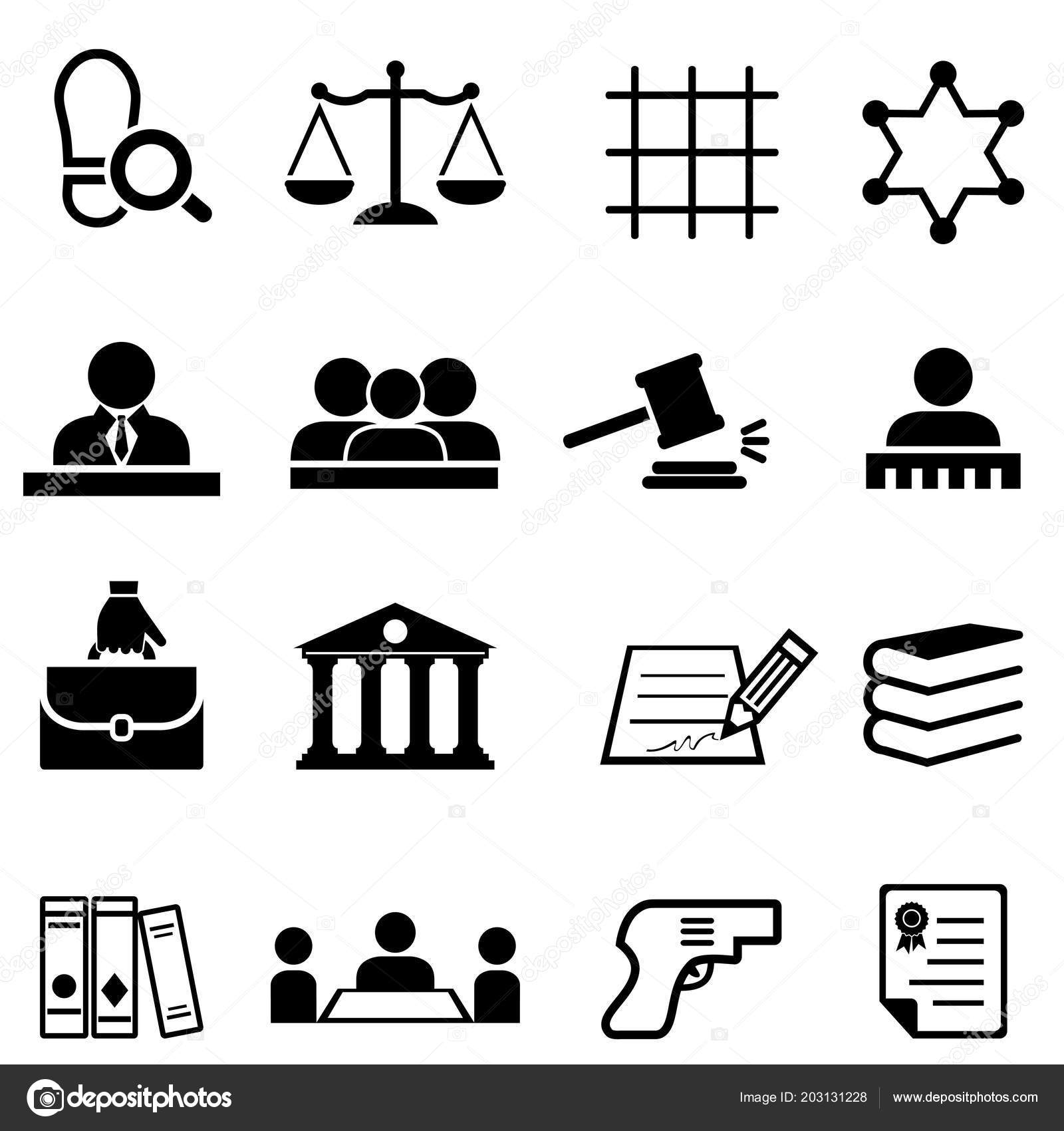 Justice Law Legal Lawyer Web Icon Set Stock Vector by ©soleilc 203131228