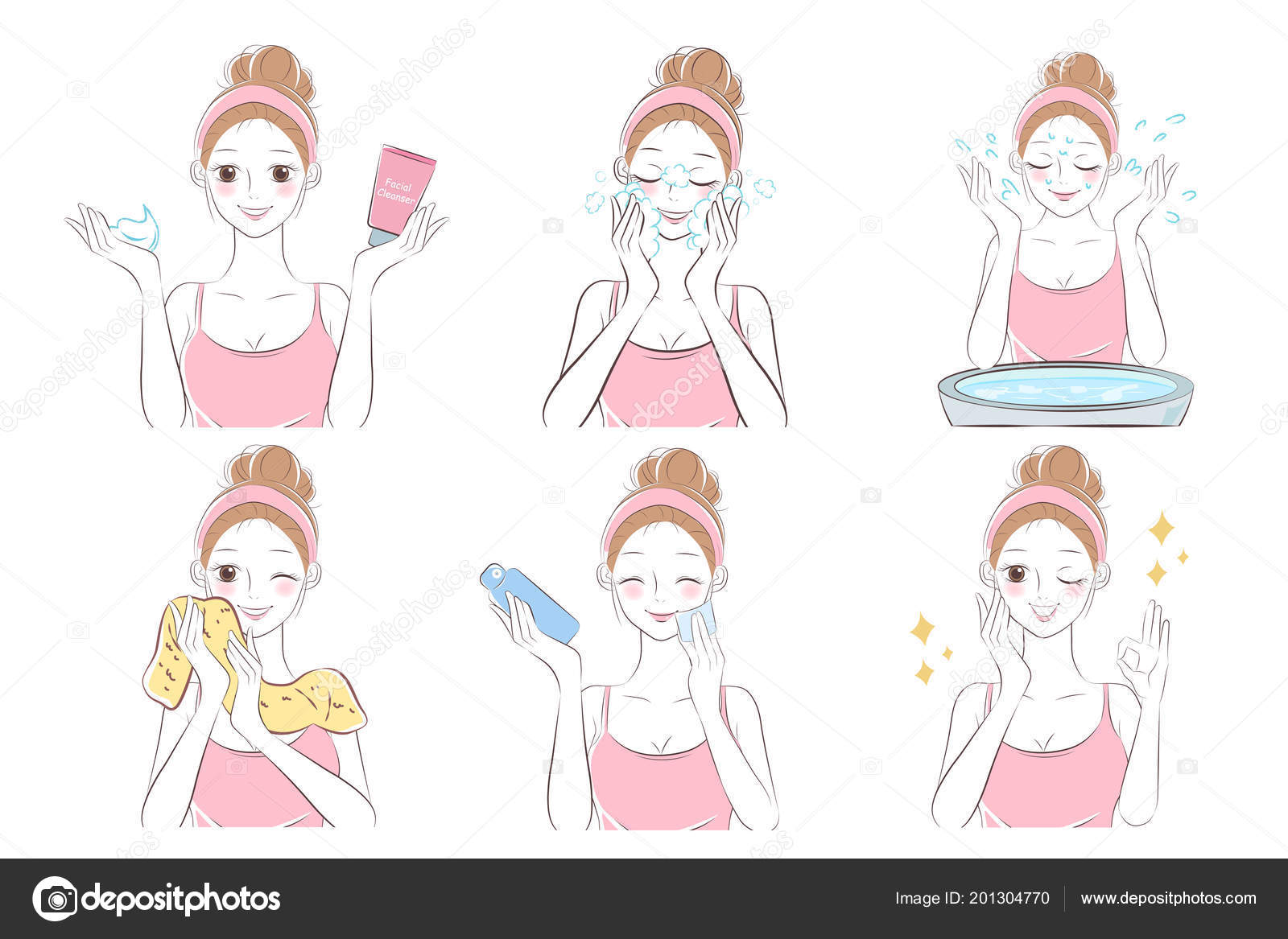 Woman Wash Face Blue Background Stock Vector Image by ©estherqueen999 ...