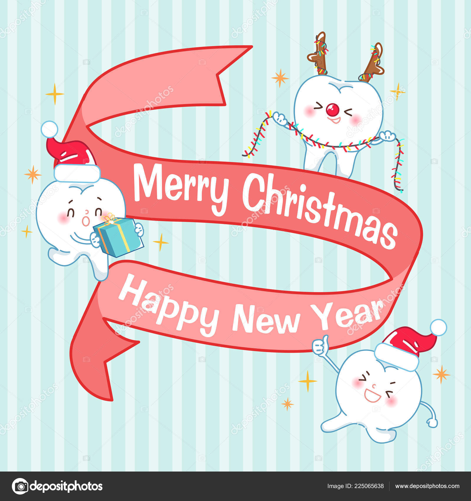 Cartoon Tooth Christmas Blue Background Stock Vector Image by ...