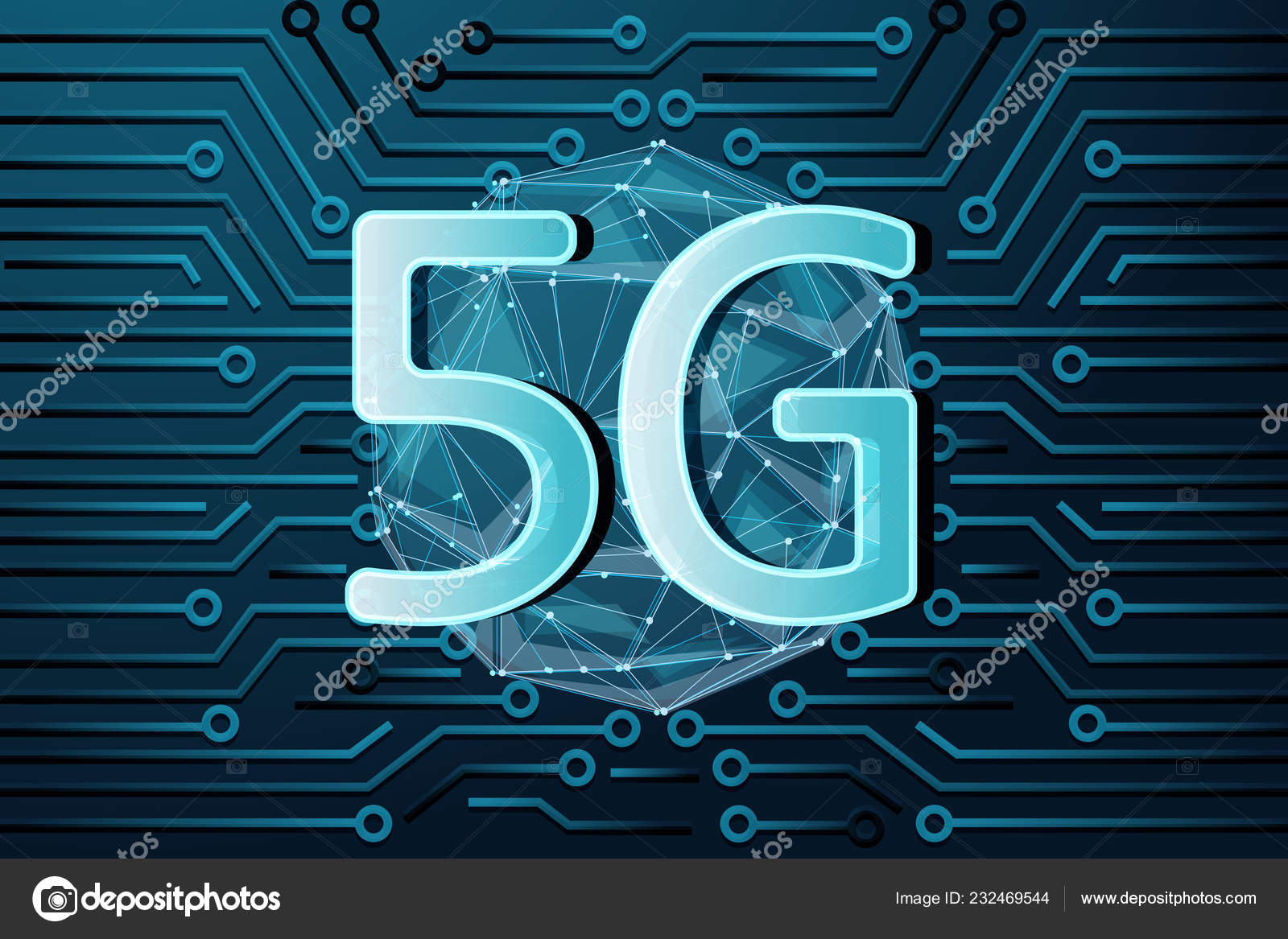 5th Generation Mobile Networks Technology Concept Electronic Circuit