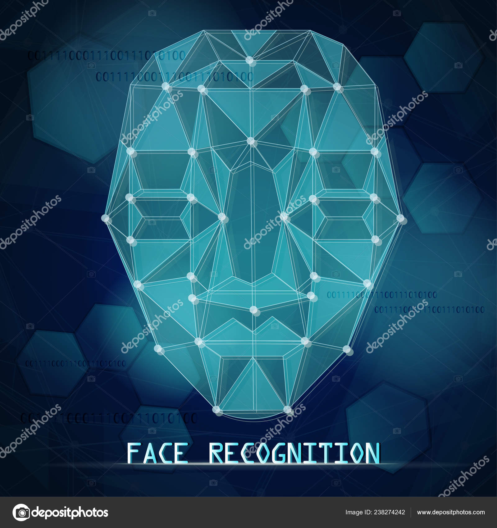 Concept Reconnaissance Faciale Avec Visage Arrière Plan Technologique ...