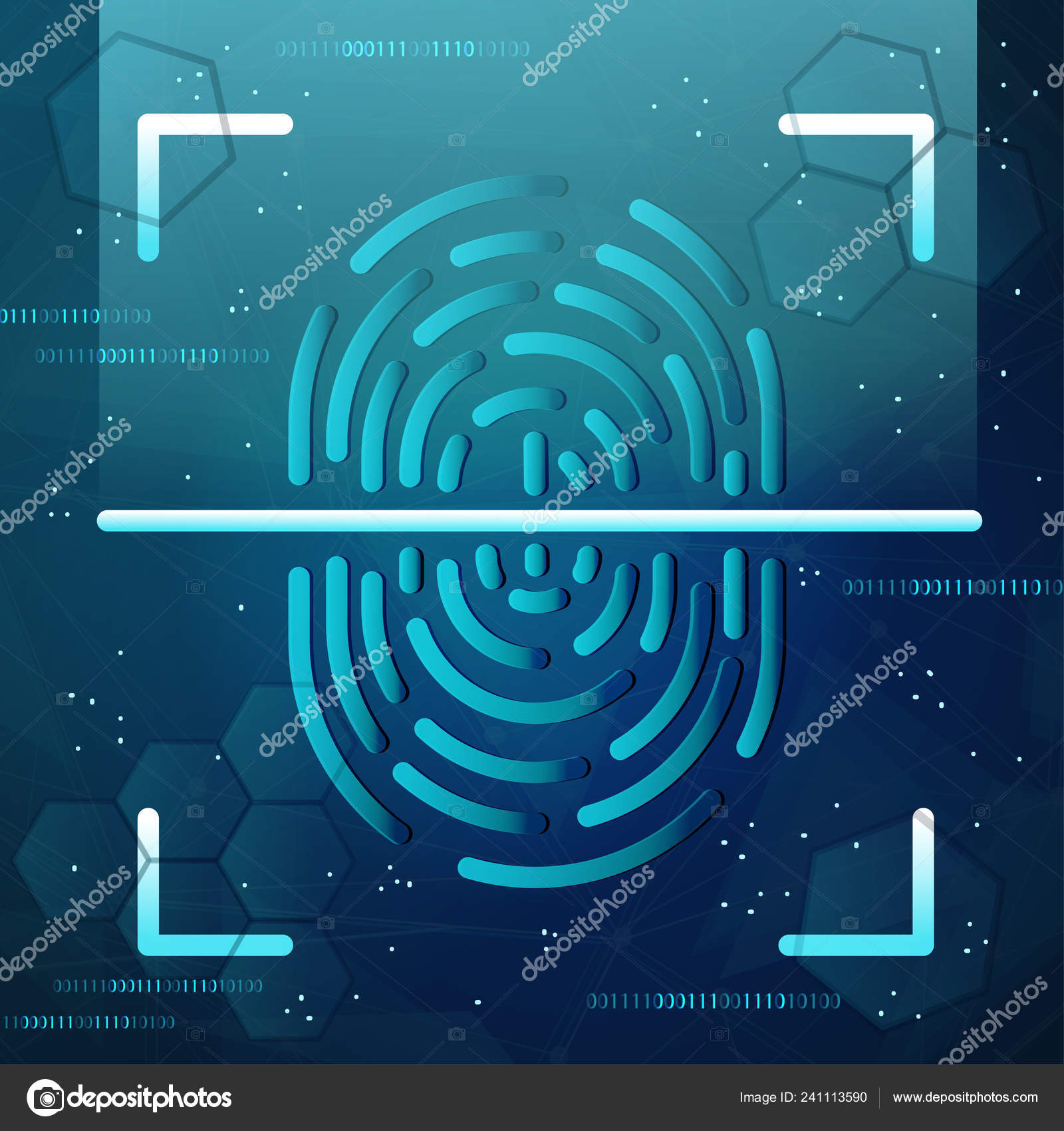 Scan Fingerprint Biometric Identity Concept Background Stock Vector ...