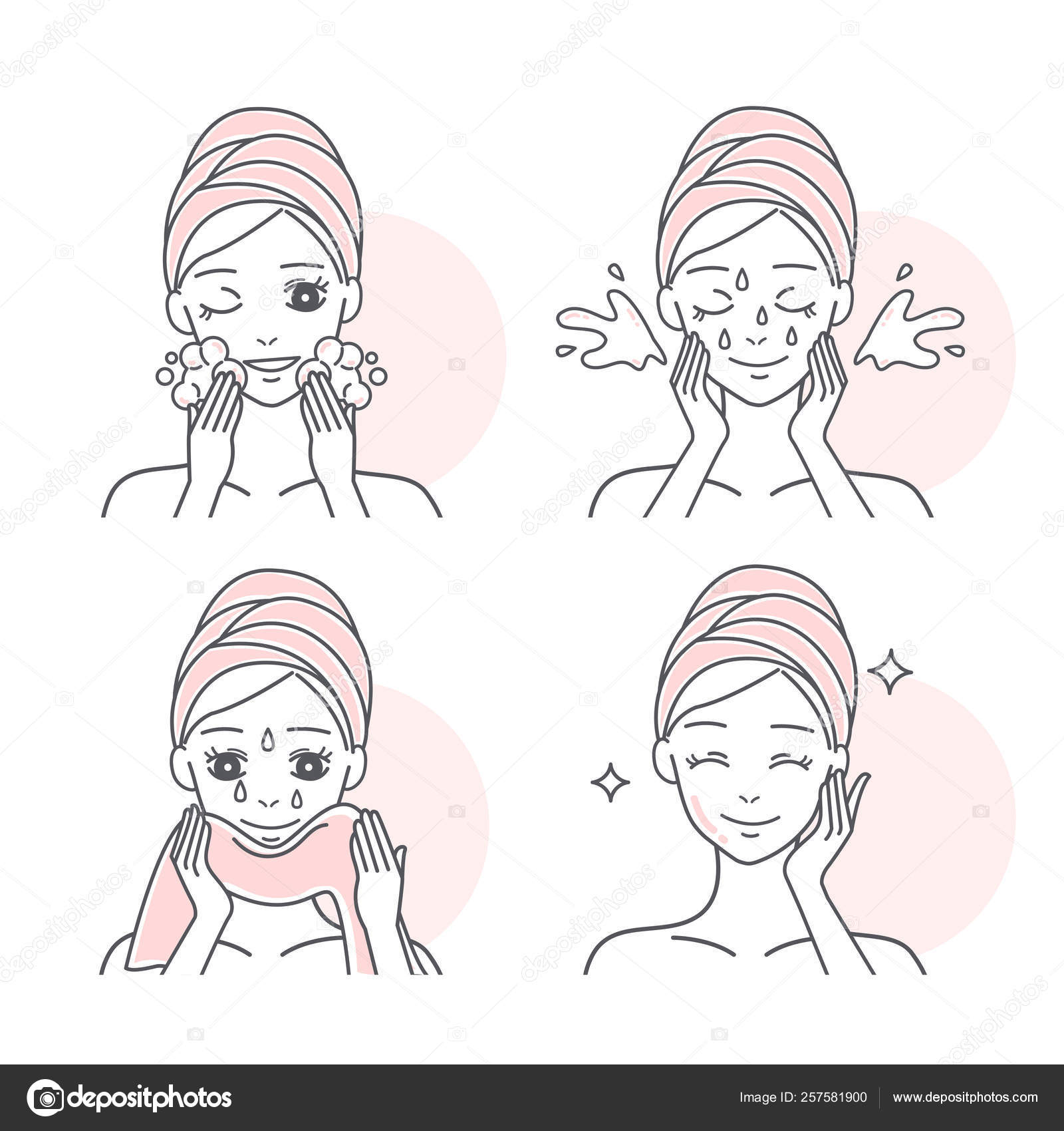 Woman washing her face Stock Illustration by ©estherqueen999 #257581900