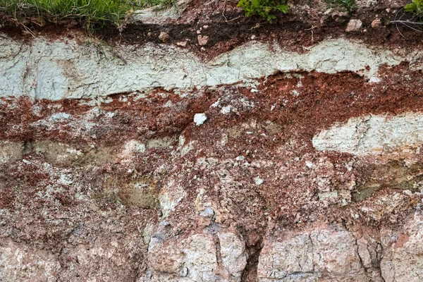 textures of various clay layers underground in clay quarry after ...