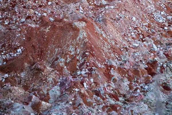 textures of various clay layers underground in clay quarry after ...