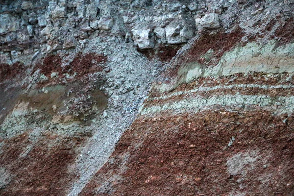 textures of various clay layers underground in clay quarry after ...