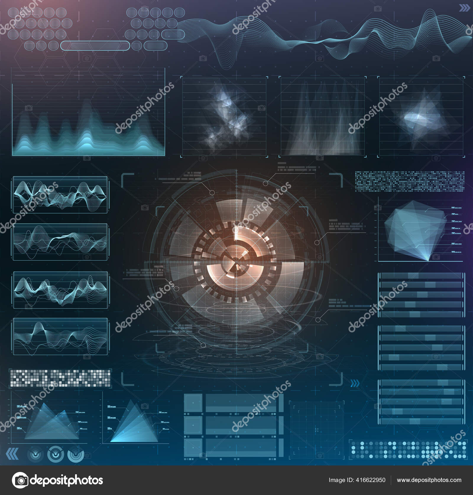 Desain Antarmuka Futuristik Vektor Hud Atur Elemen Infografis Virtual ...