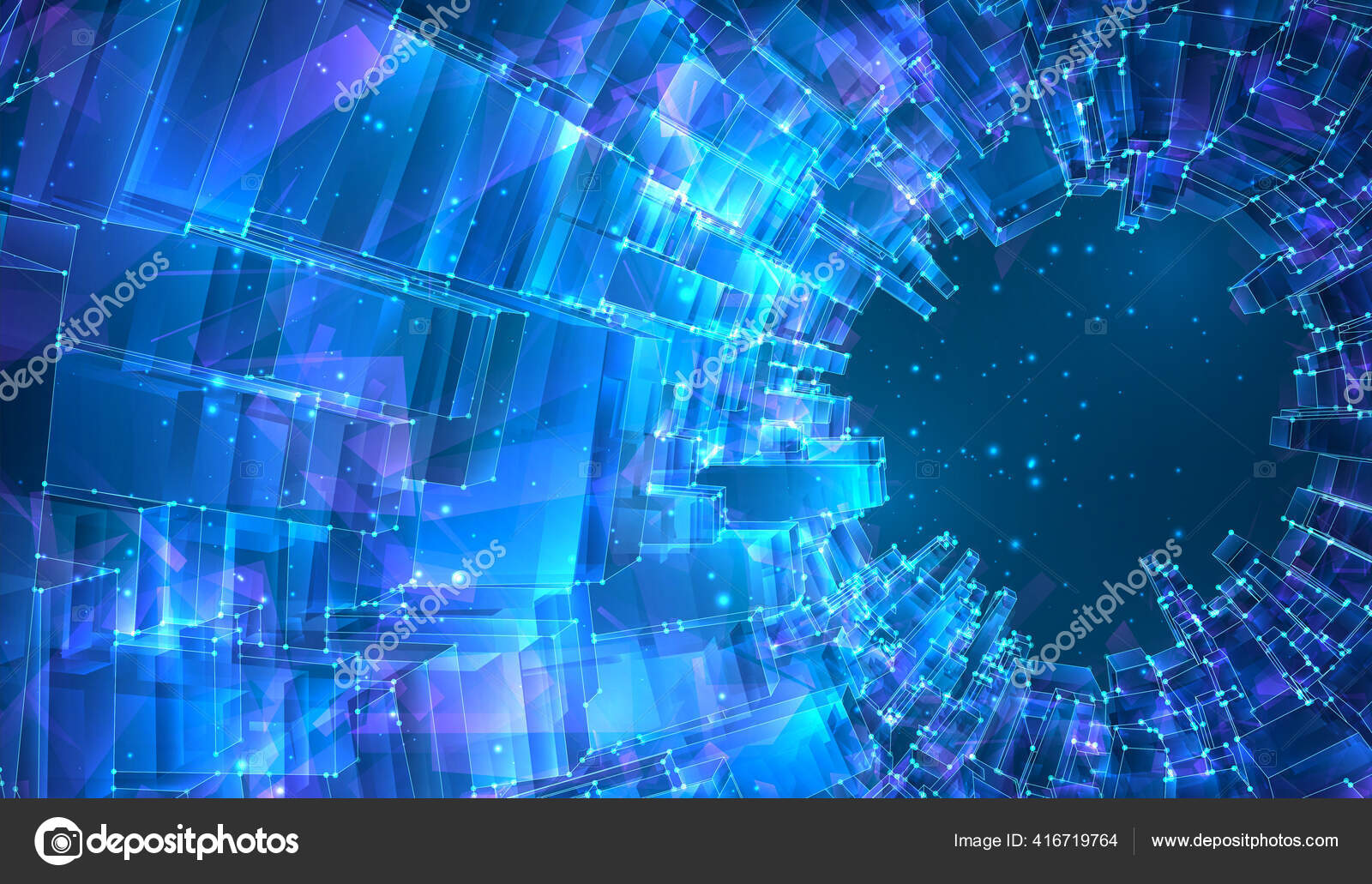 Vector Abstract Background Glowing Square Crystals Blue Stock Vector by ...