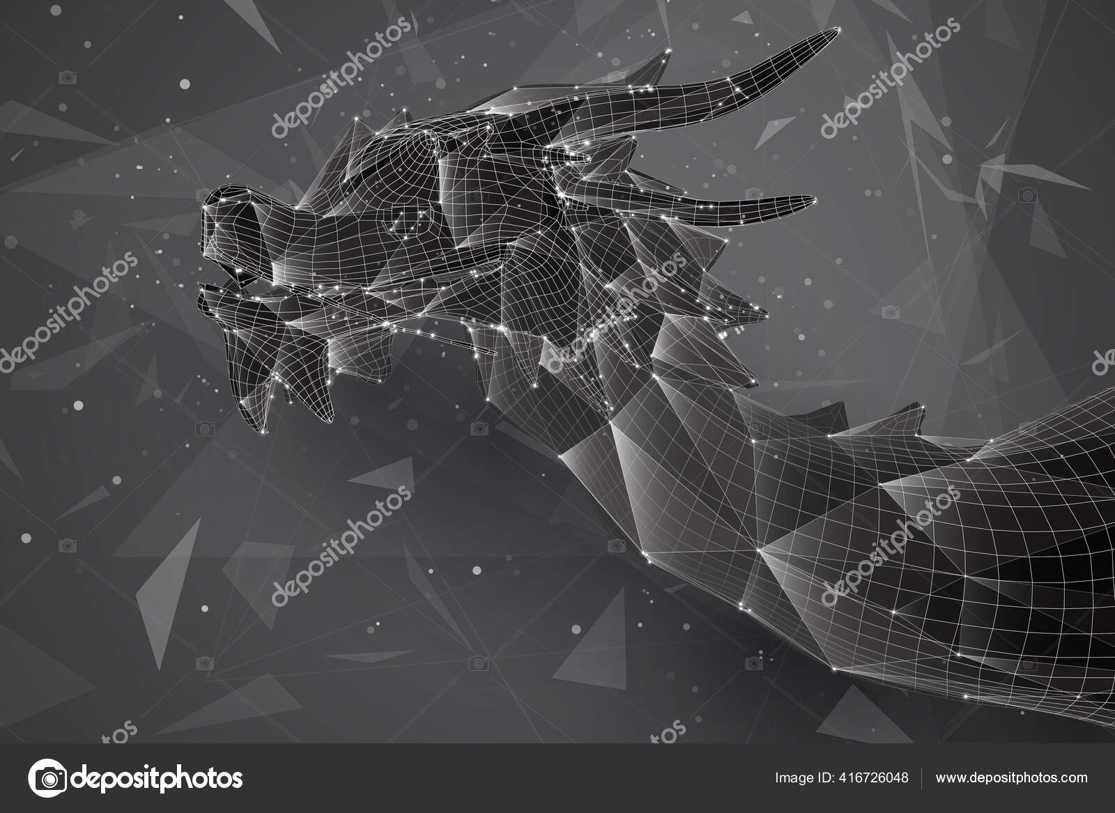 Symbol Čínského Nového Roku Dlouhý Létající Drak Vektorová Ilustrace ...