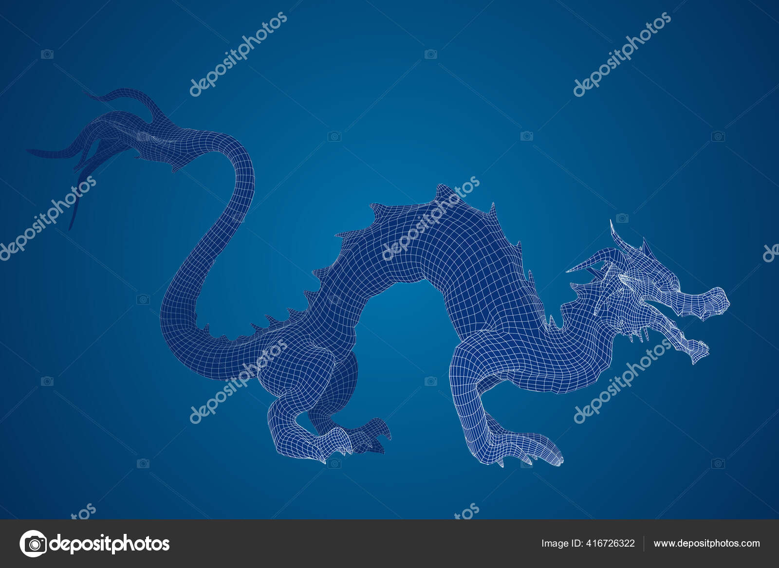 Symbol Chinese New Year Long Flying Dragon Kite Vector Illustration ...