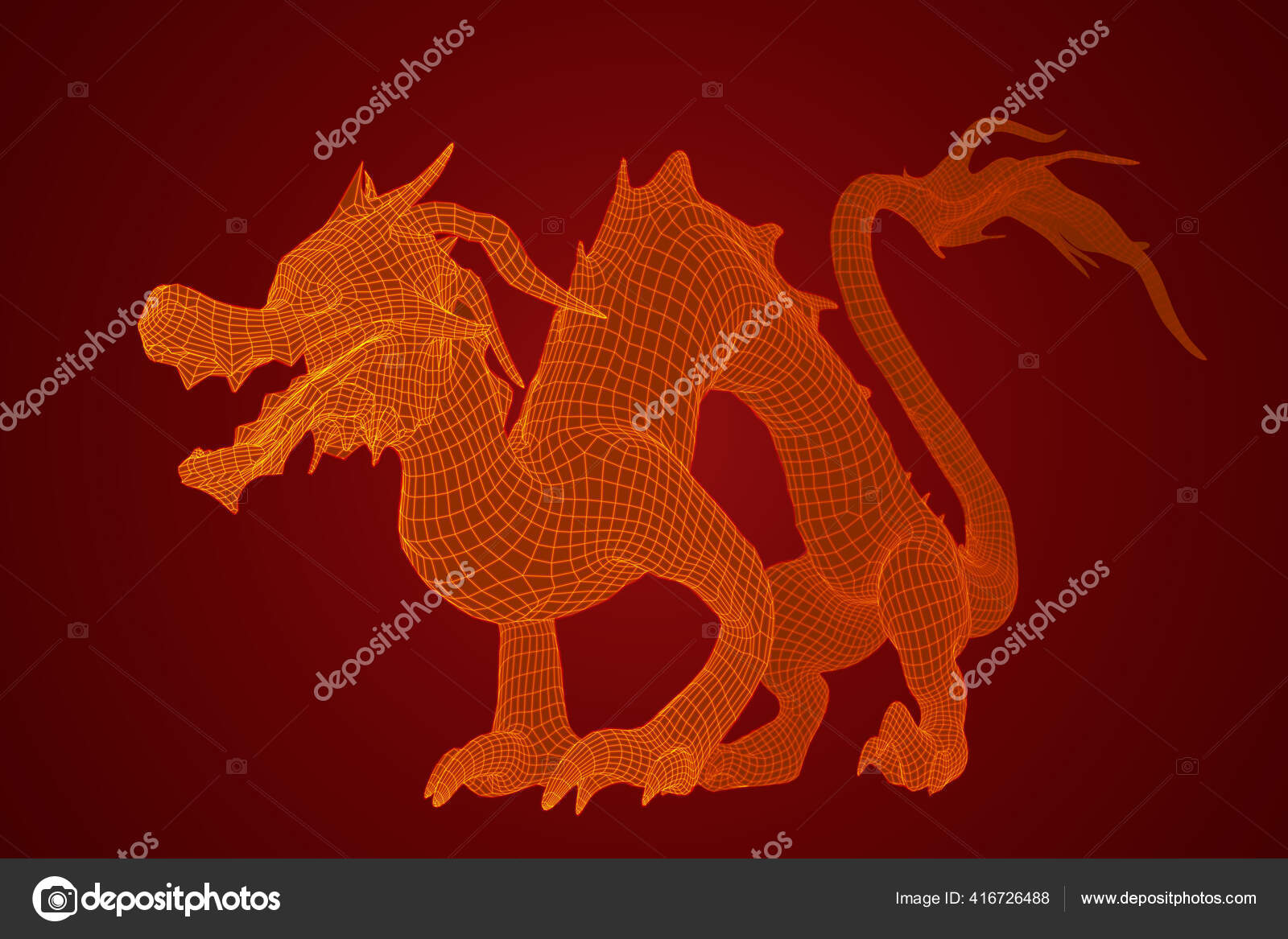 Symbol Čínského Nového Roku Dlouhý Létající Drak Vektorová Ilustrace ...