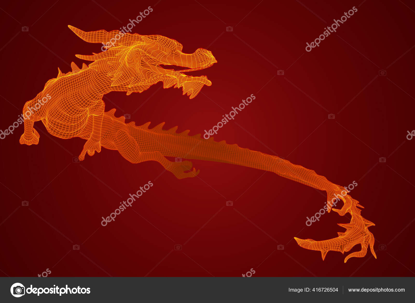 Symbol Čínského Nového Roku Dlouhý Létající Drak Vektorová Ilustrace ...