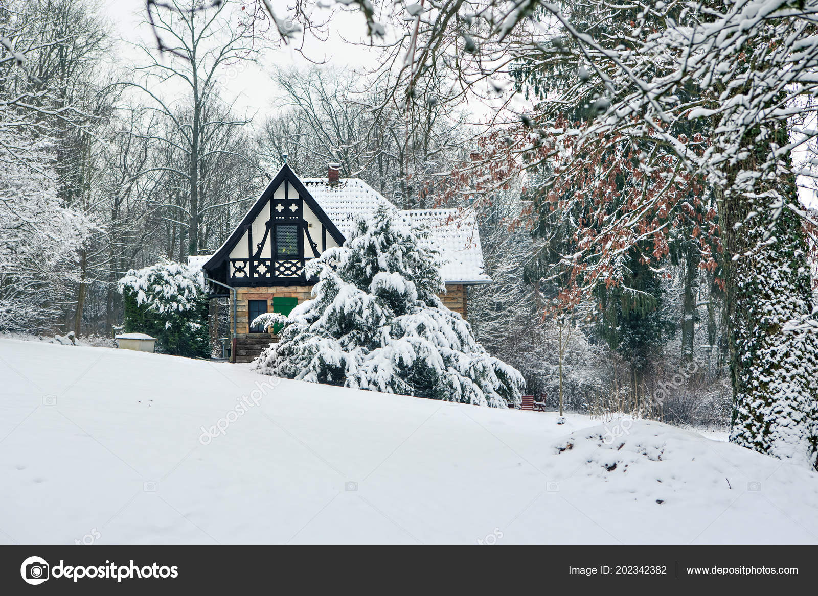 Old House Snow Germany — Stock Photo © val_th #202342382