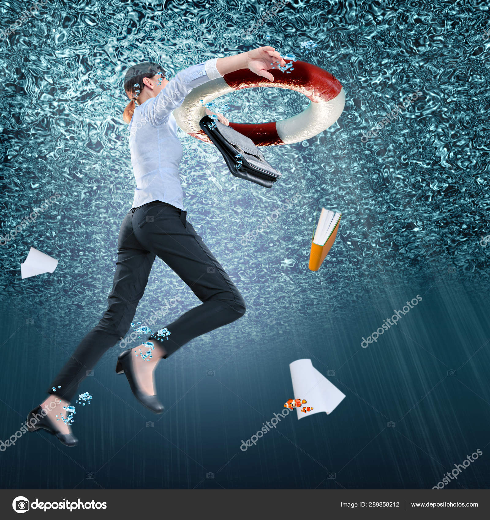 Drowning in a new job Stock Photo by ©val_th 289858212