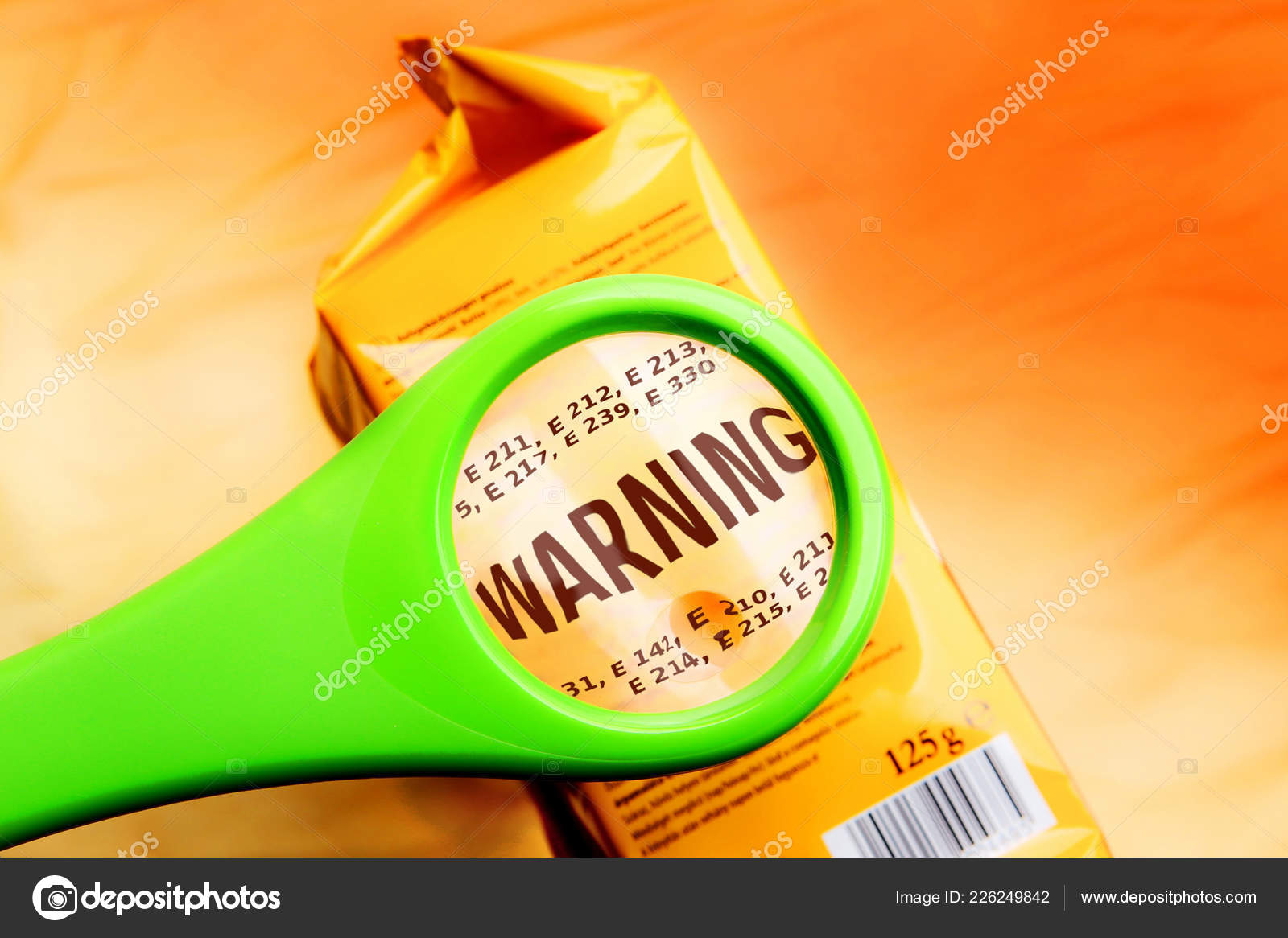 Magnifying Glass Food Additives Label Word Warning Concept Warning Food ...