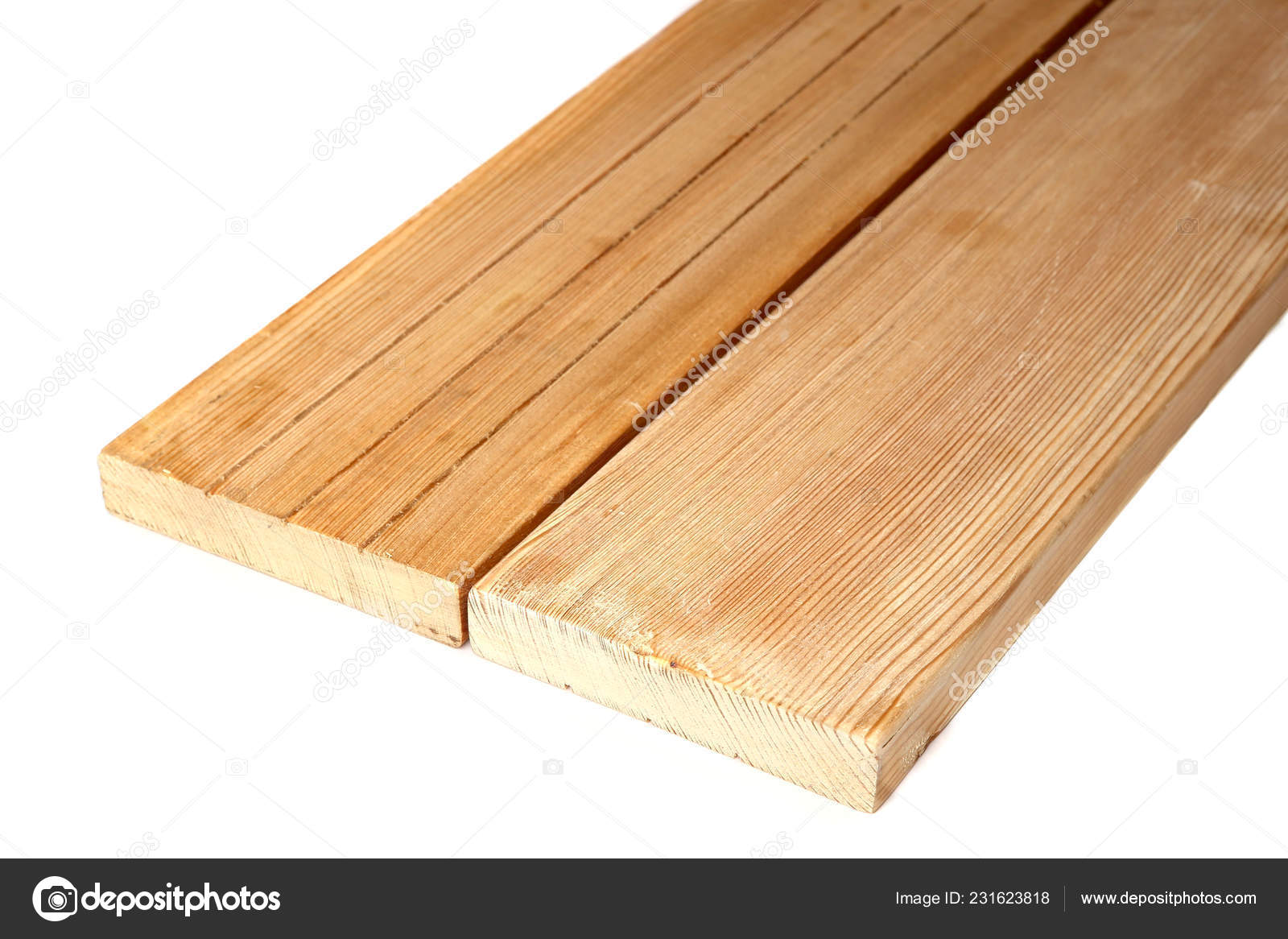 Two Larch Wood Plank Boards Isolated White Background Wood Planks Stock ...