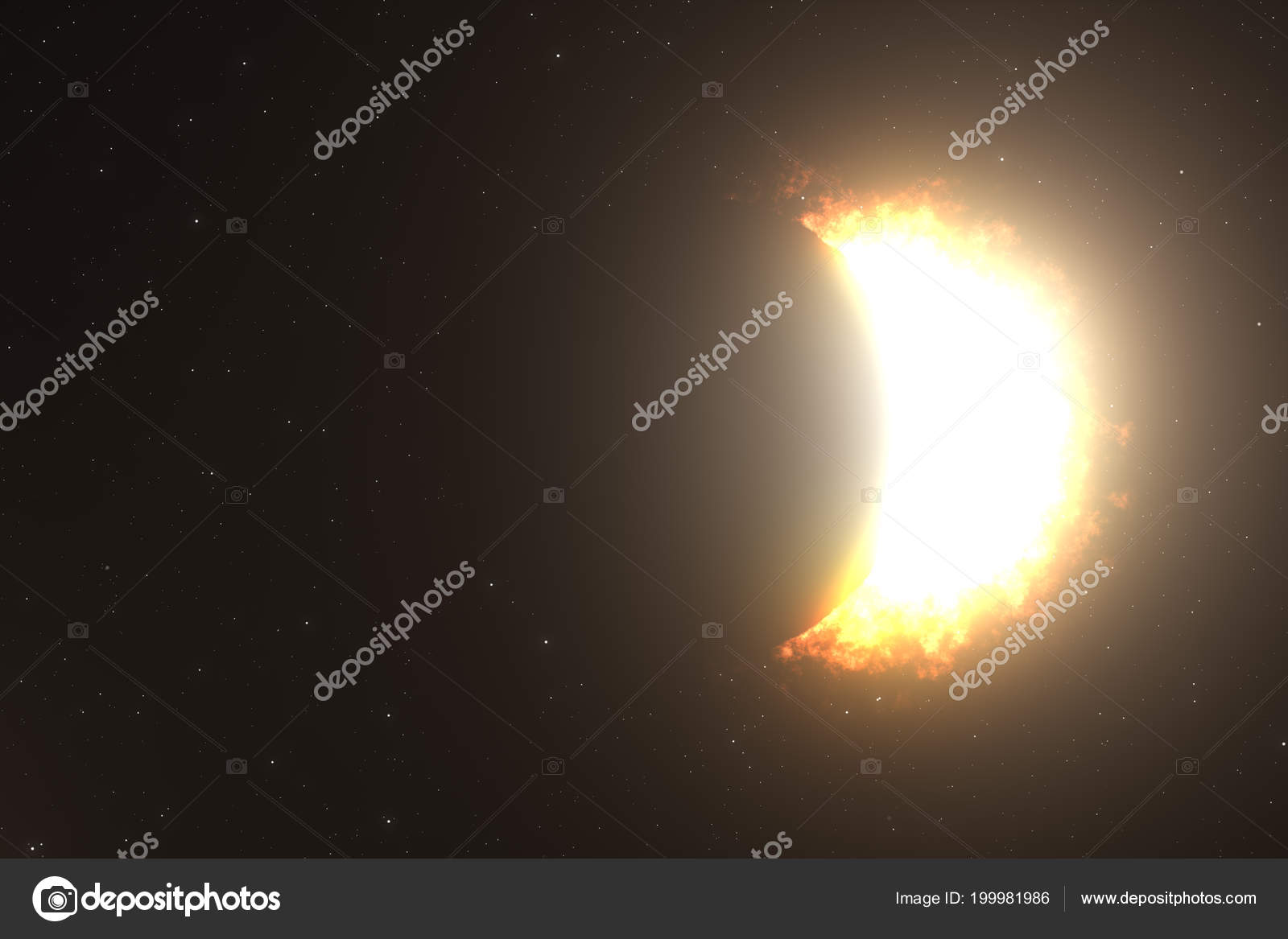 Hermoso Eclipse Solar Completo Brillante Luna Cubre Completamente Sol ...