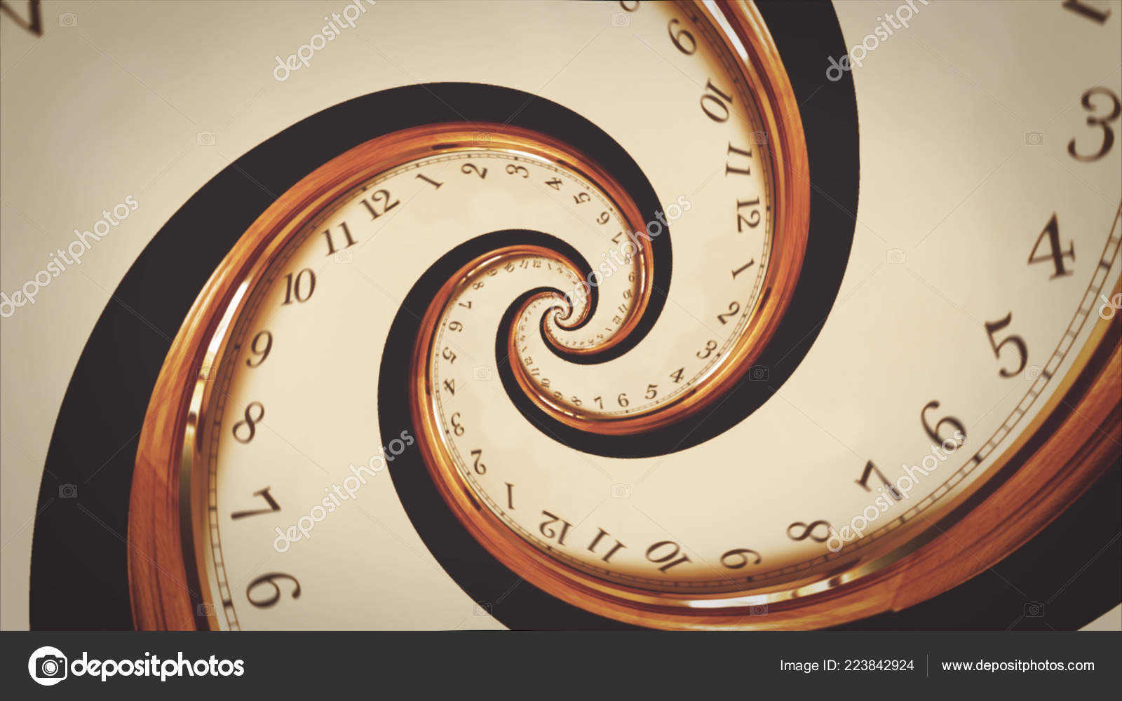 Rotating Spiral Clock Numbers Abstract Illustration — Stock Photo ...