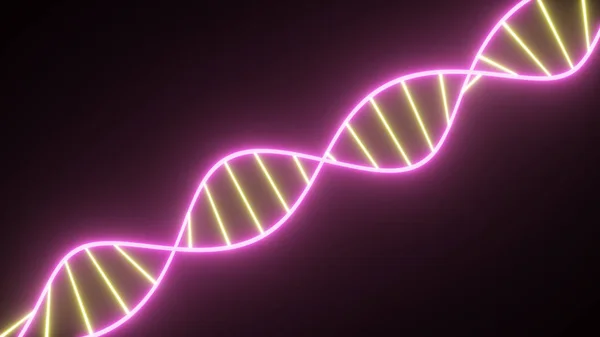 Rotating neon dna chain. Fluorescent ultraviolet lights. Sci-fi style ...