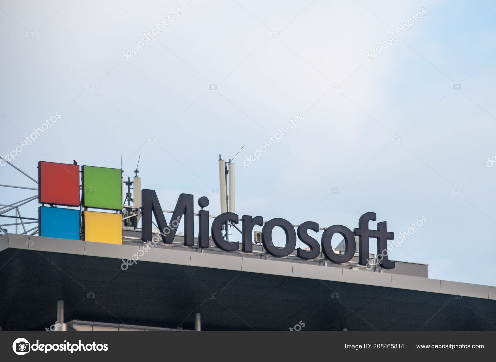 Belgrade Serbia August 2018 Microsoft Logo Main Office Serbia Microsoft ...