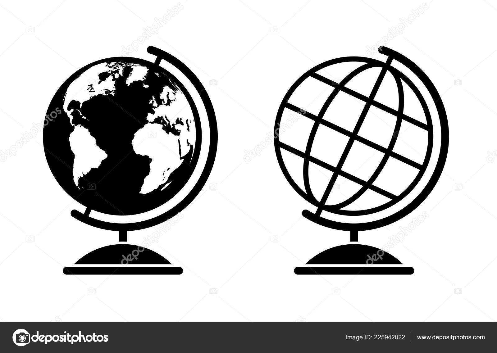 Ensemble Deux Illustrations Globe Vectoriel Avec Carte Monde Globe Filaire Vecteur par ...