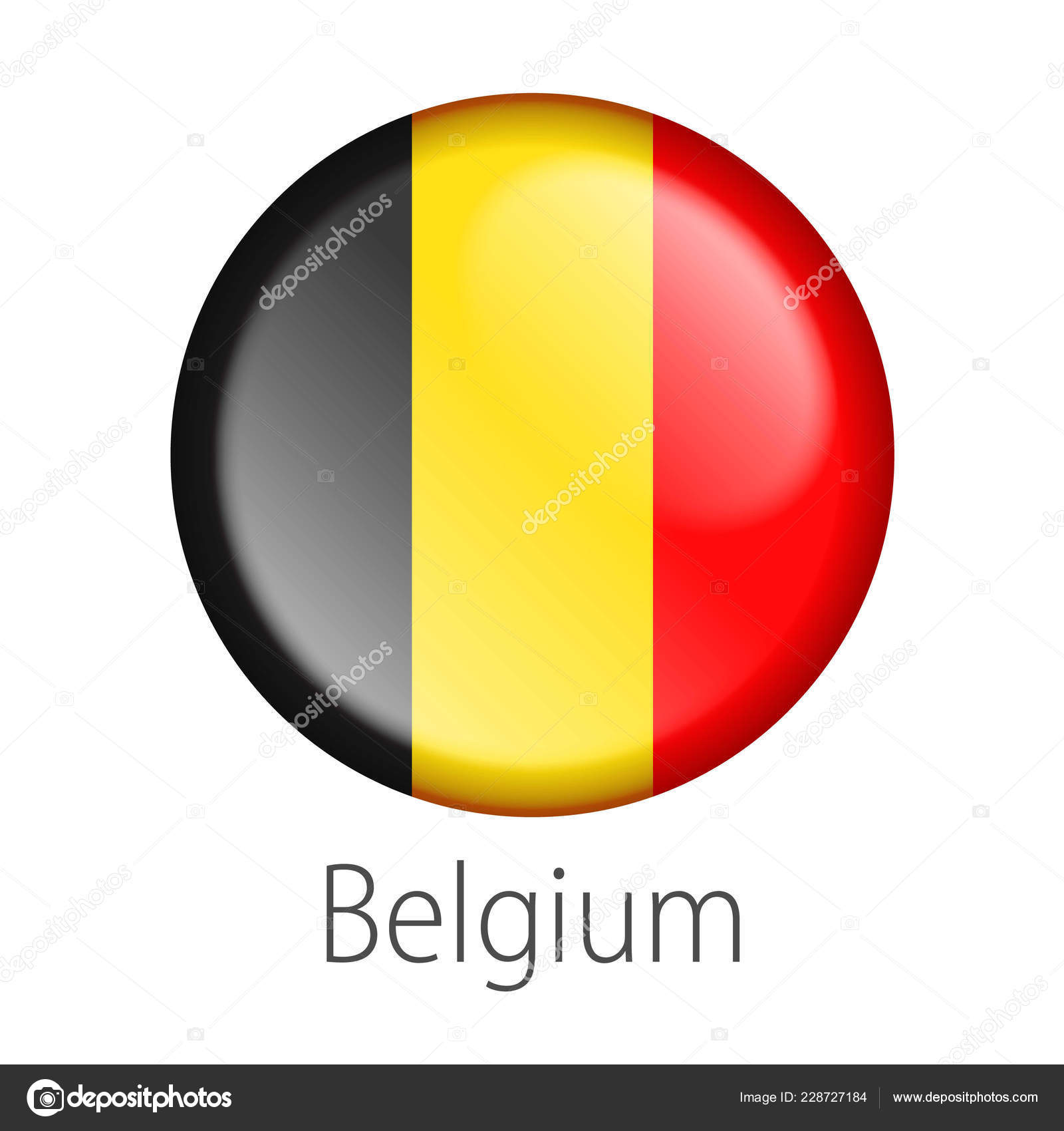 Full Vector High Detail Button Flag Belgium Country Isolated White ...